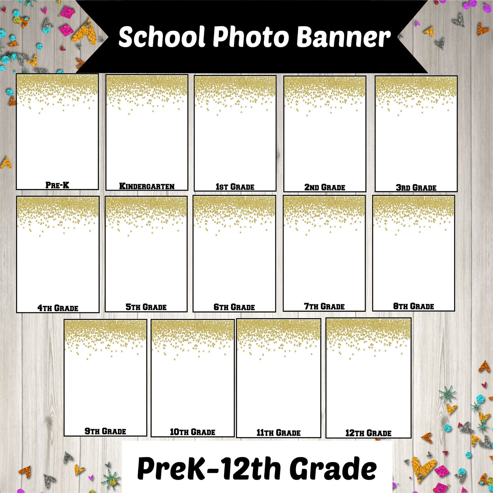 Printable Graduation Photo Banner Grades Pre K-12 School Photo Instant ...