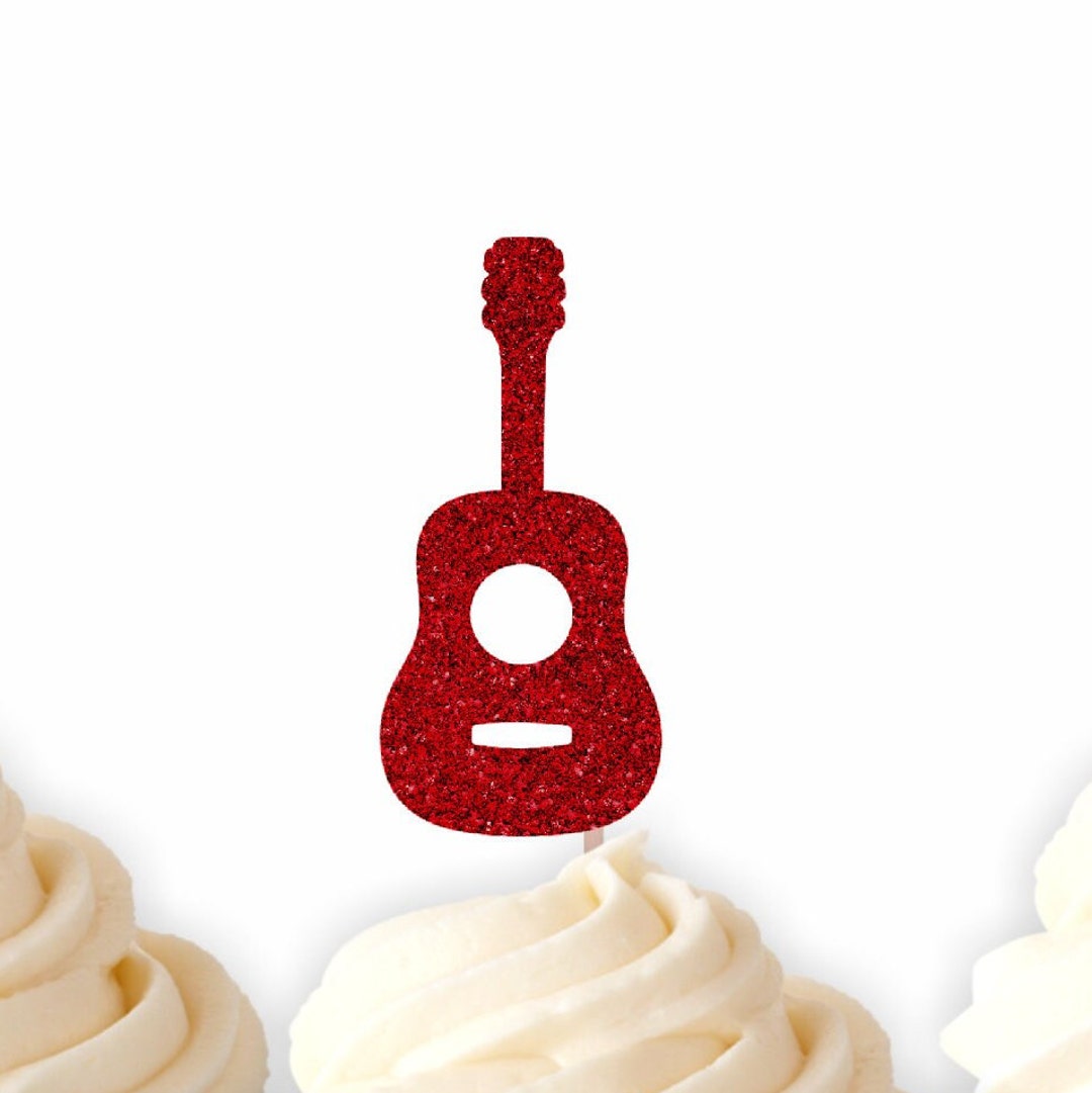 Acoustic Guitar Cupcake Toppers, Music Party Decorations, Rock Star ...