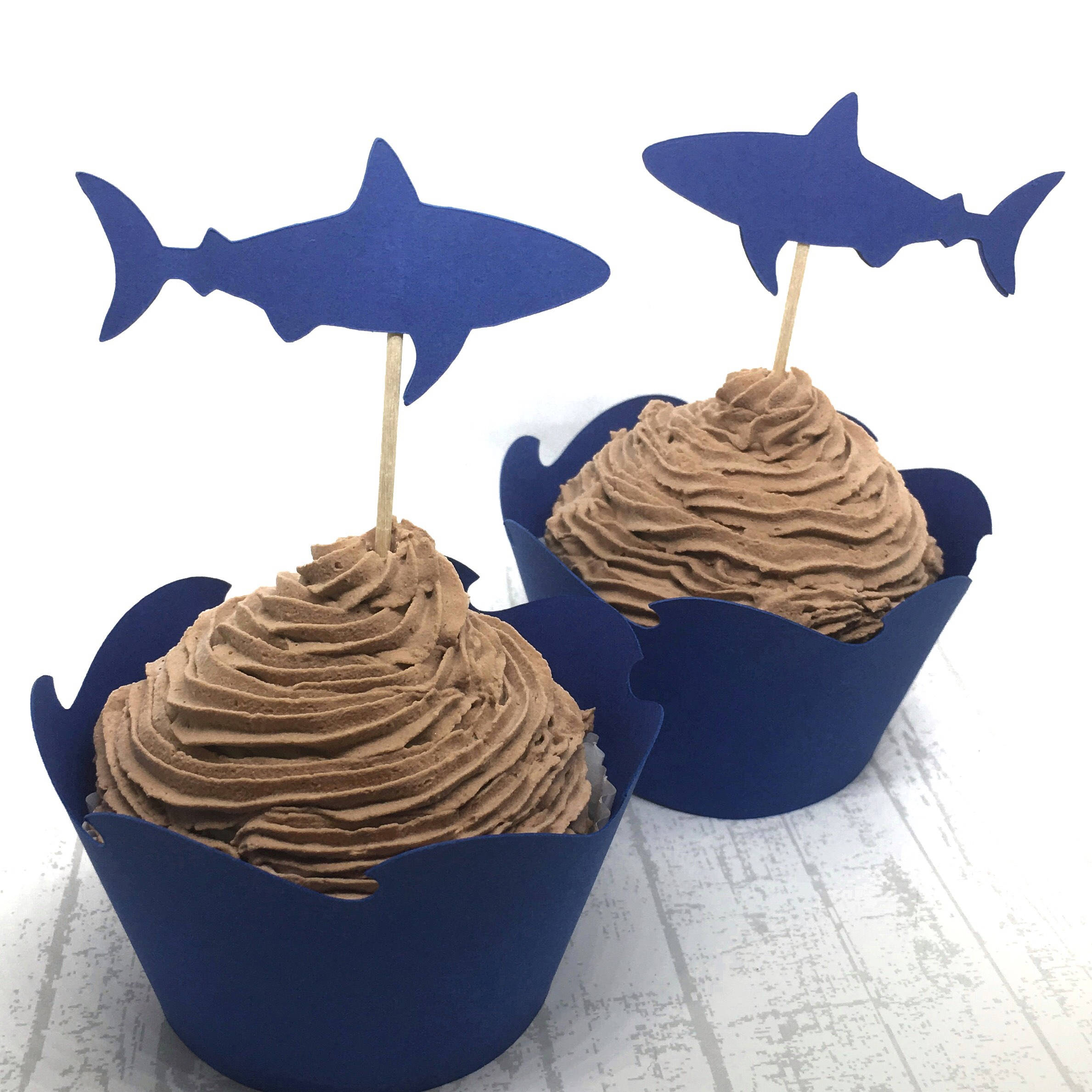 Shark Cupcake Toppers Birthday Party Decorations Shark | Etsy