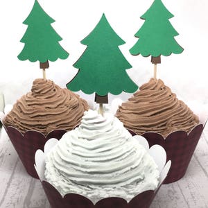 Pine Tree Cupcake Toppers - Camping Party, Birthday Party, Wilderness ...