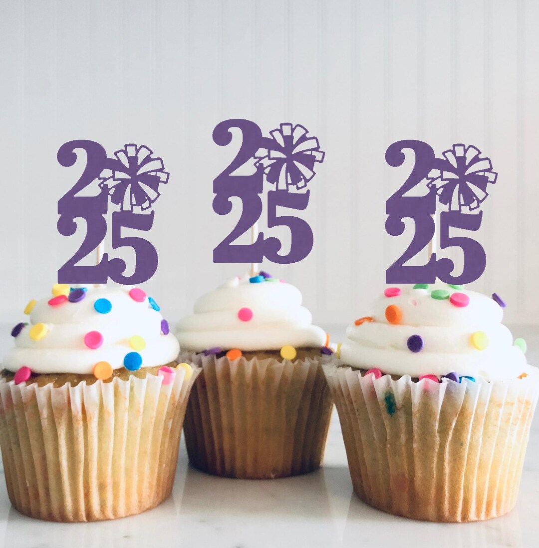 2025 Cheer Cupcake Toppers - Graduation Party, Cheerleading Team ...