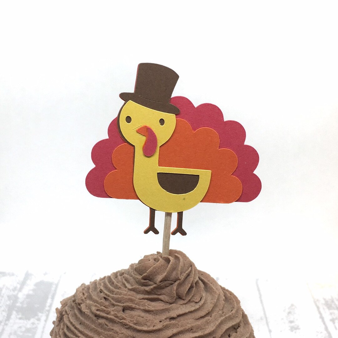 Thanksgiving Turkey Cupcake Toppers - Cocktail Picks - Table Decoration ...