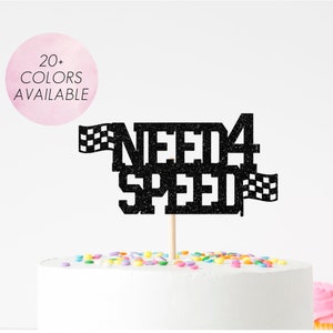 Need 4 Speed Cake Topper, Racecar 4th Birthday Cake Topper, Racing ...