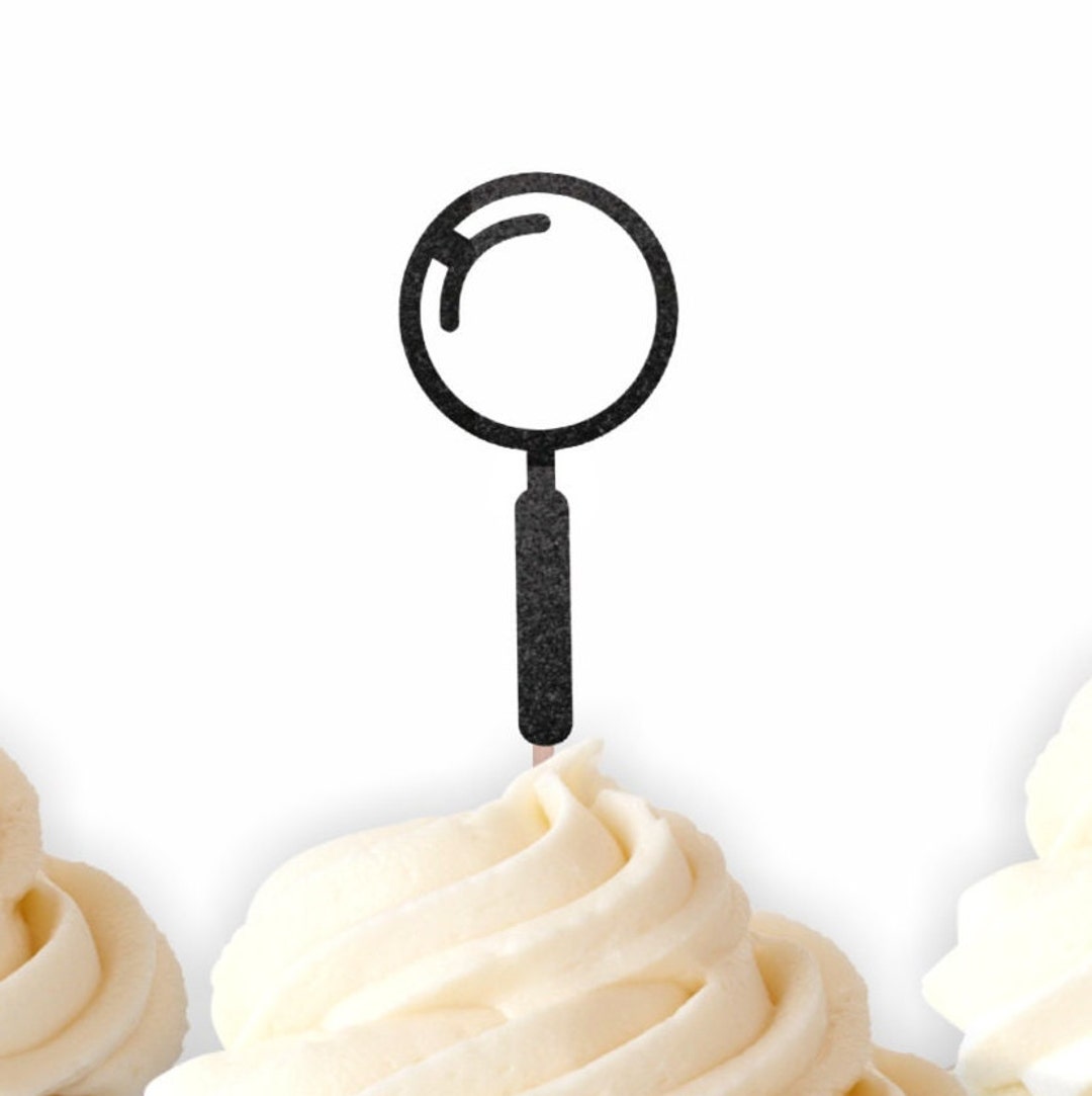 Magnifying Glass Cupcake Toppers, Murder Mystery, Party Decorations ...