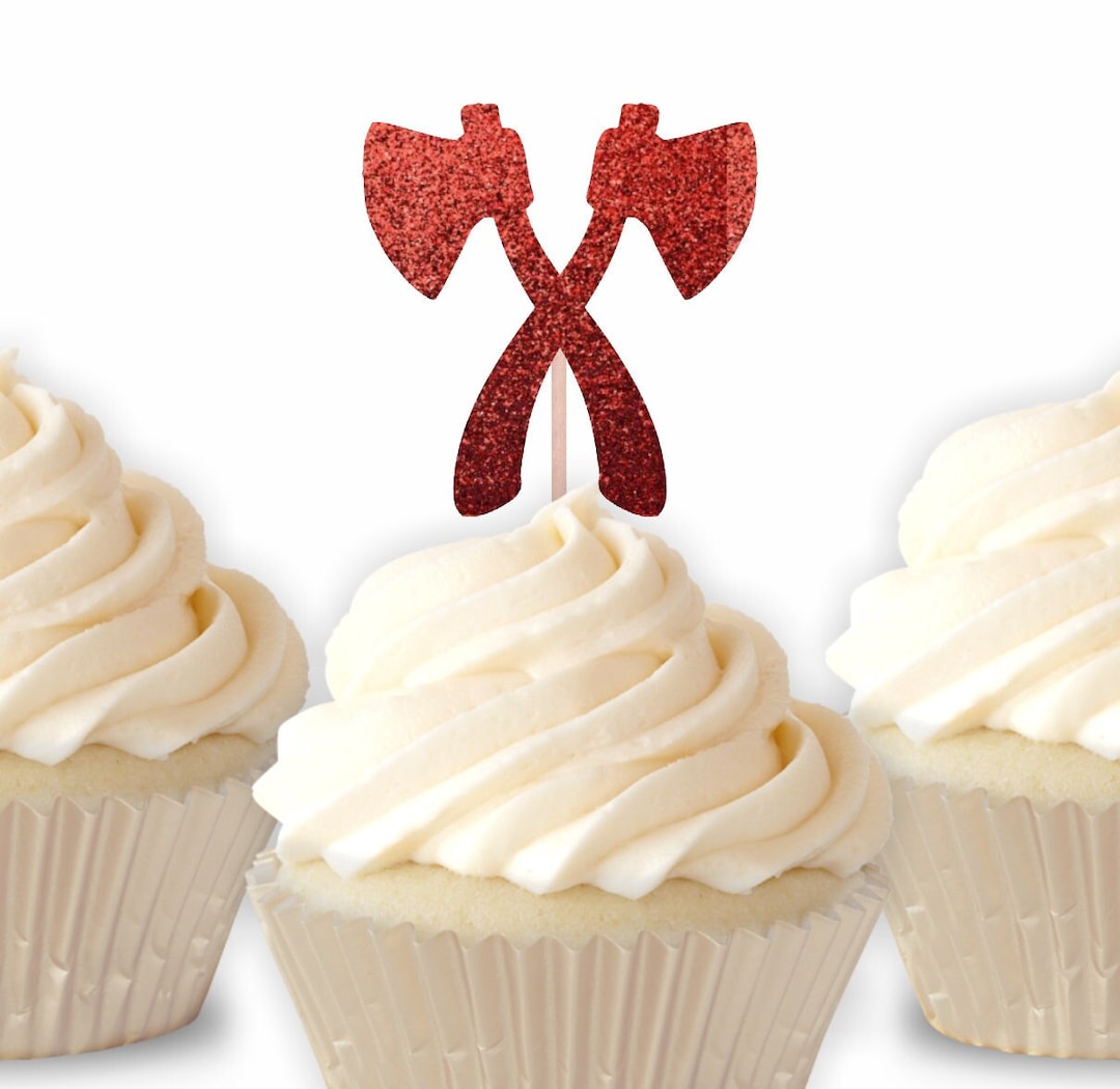 Axe Cupcake Toppers - Lumberjack Party, Axe Throwing, Bachelorette ...