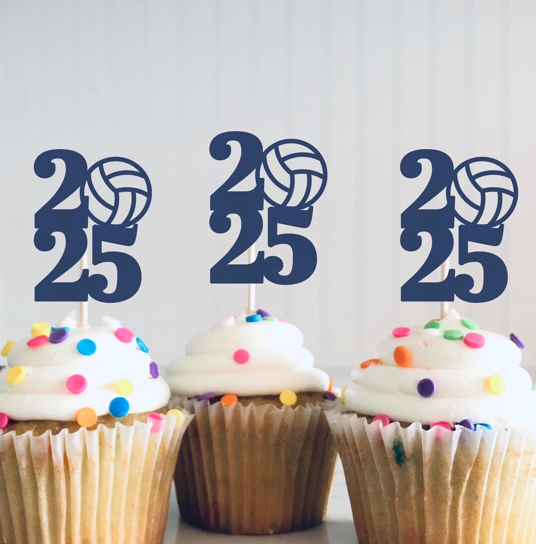 2025 Volleyball Cupcake Toppers - Graduation Party Cupcake Toppers ...