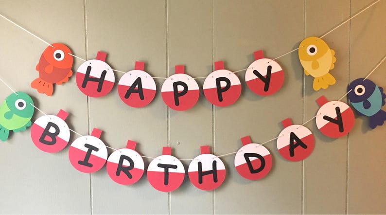 Big One Fishing Banner, Happy Birthday Banner, Nautical Party, Party ...