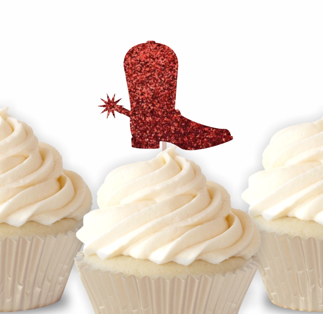 Cowboy Boot Cupcake Toppers - Cowgirl Boot Food Picks, Cowboy Birthday ...