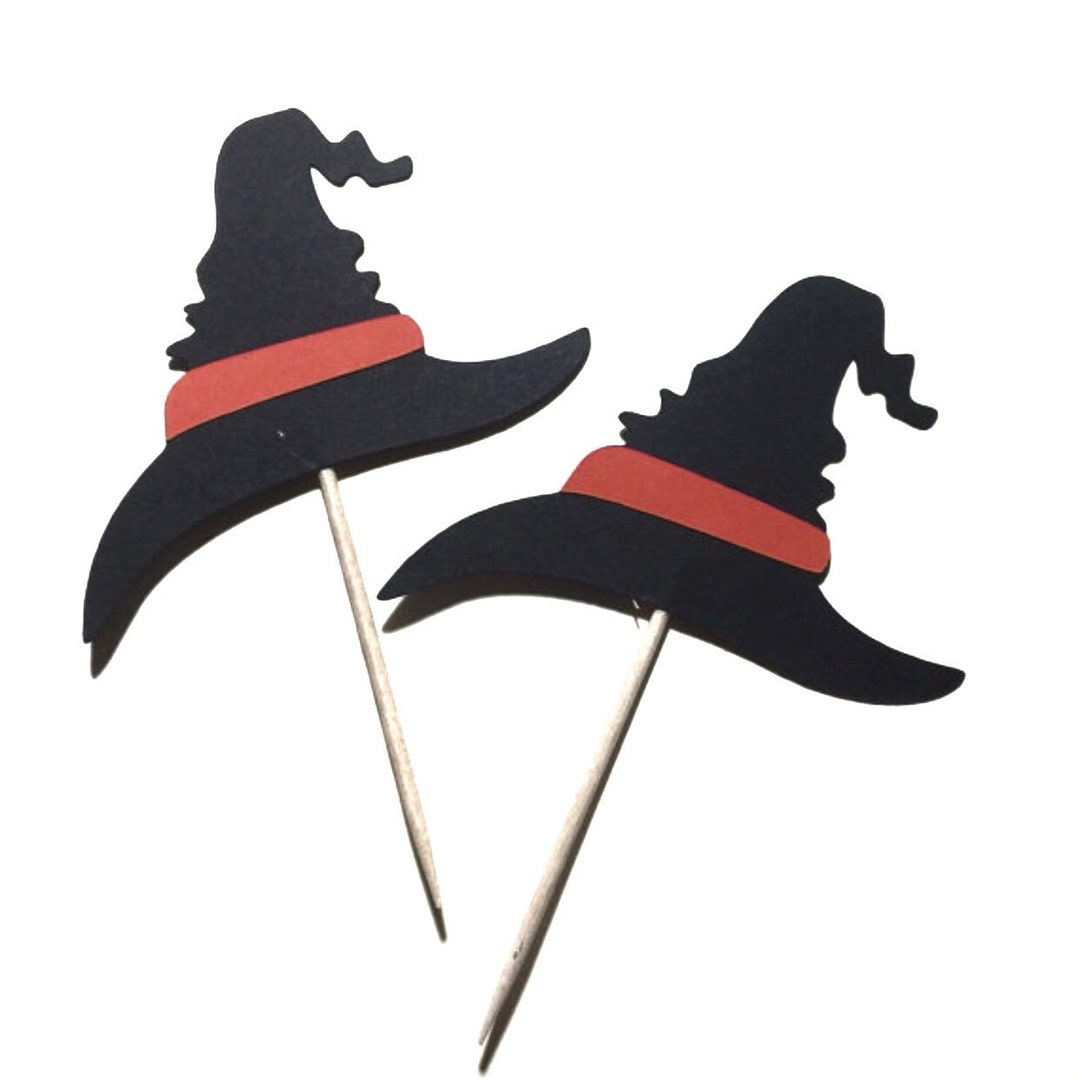 Witch Hat Cupcake Toppers - Halloween Party, Food Picks, Halloween ...