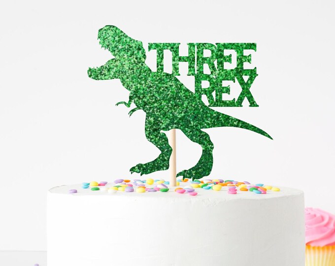 Three Rex Cake Topper, Three Rex Sign, Three Rex Party Decor, Dinosaur ...