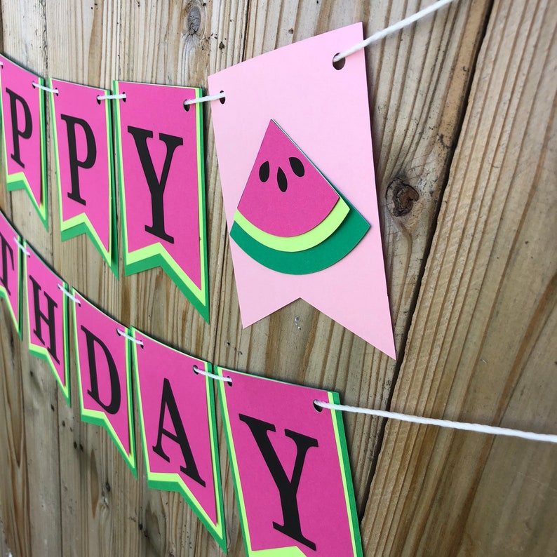 One in A Melon Happy Birthday Banner Watermelon Fruity Party | Etsy