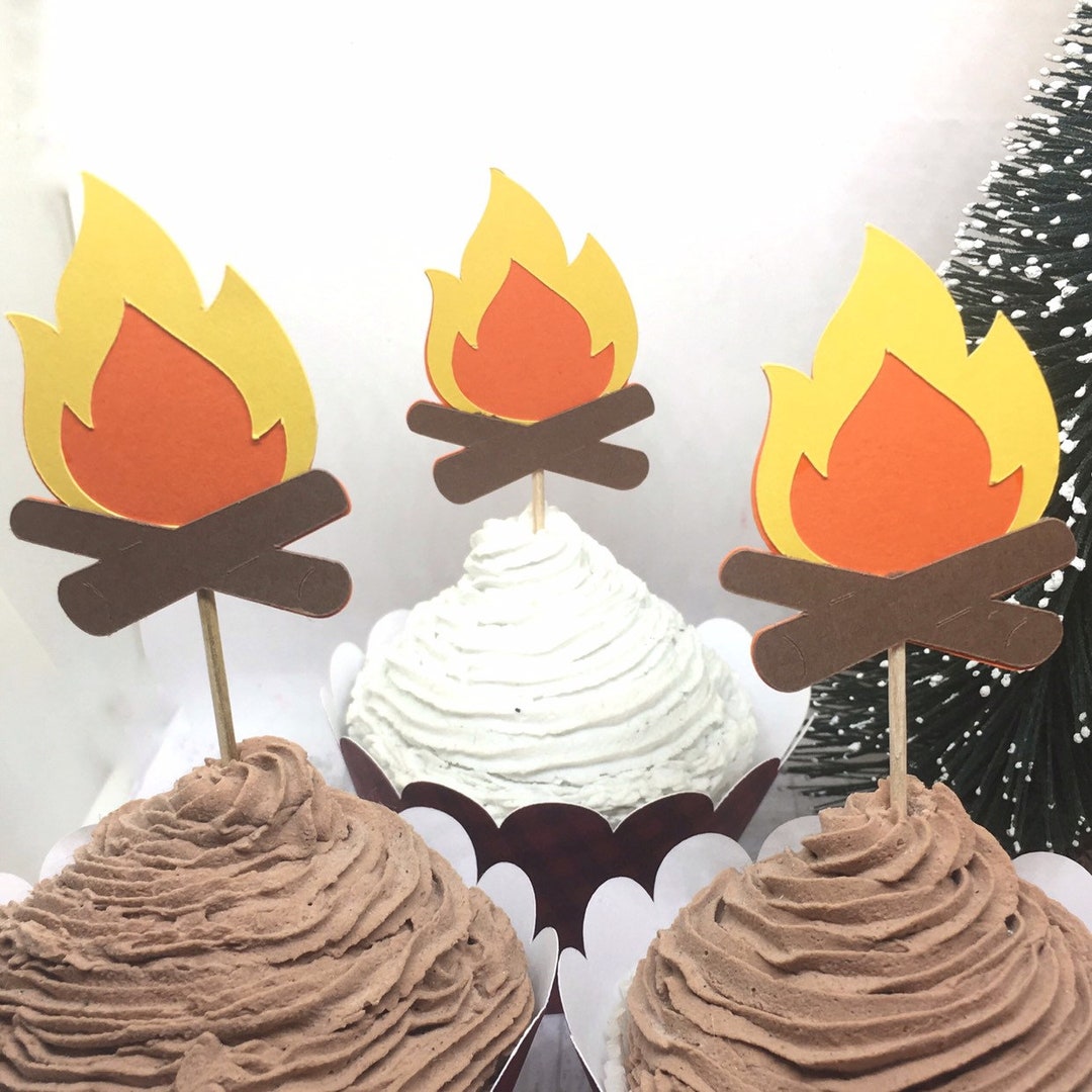 Campfire Cupcake Toppers - Camping Theme, Birthday Party, Smores Party ...