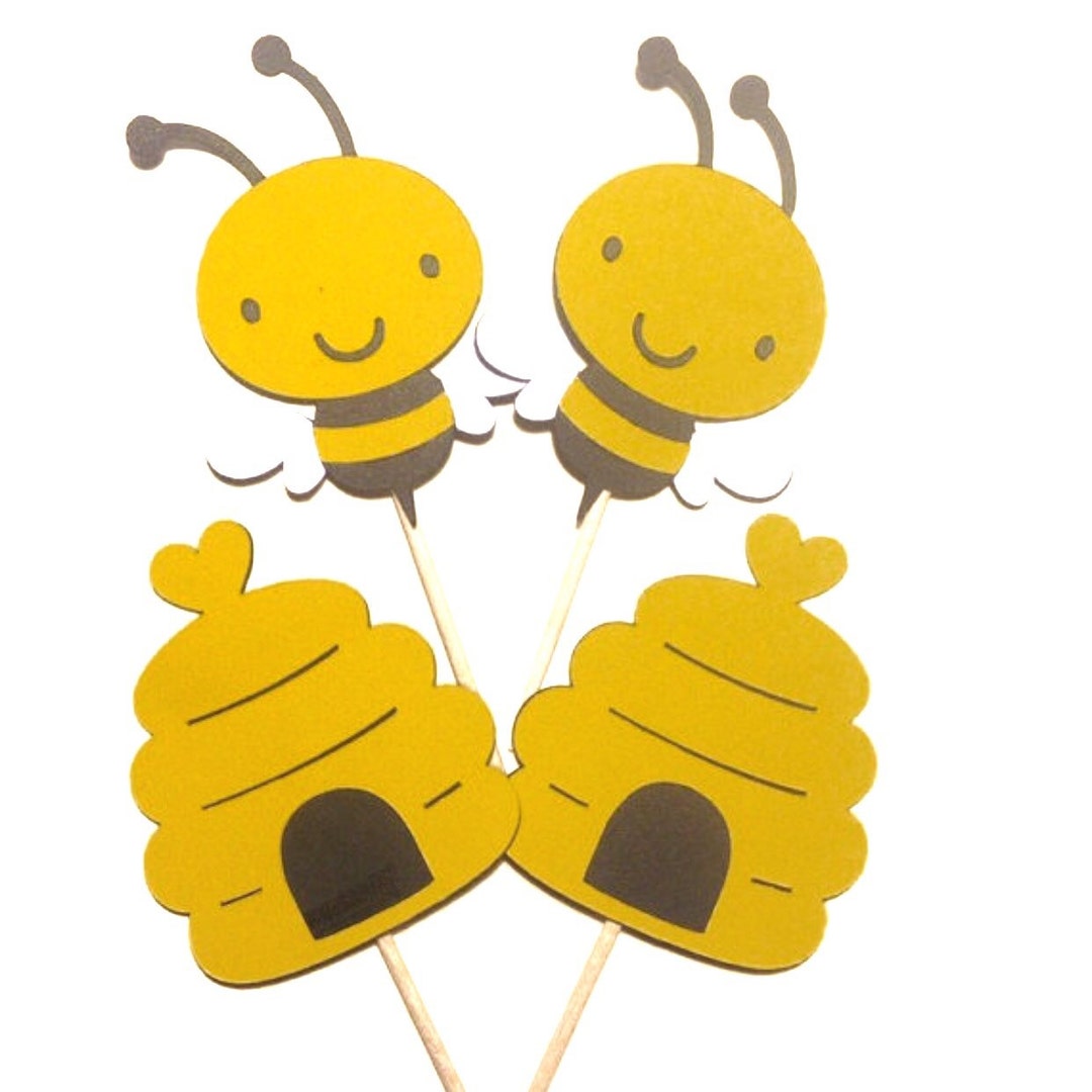 Bumble Bee & Hive Cupcake Toppers Mommy to Bee Baby Shower - Etsy
