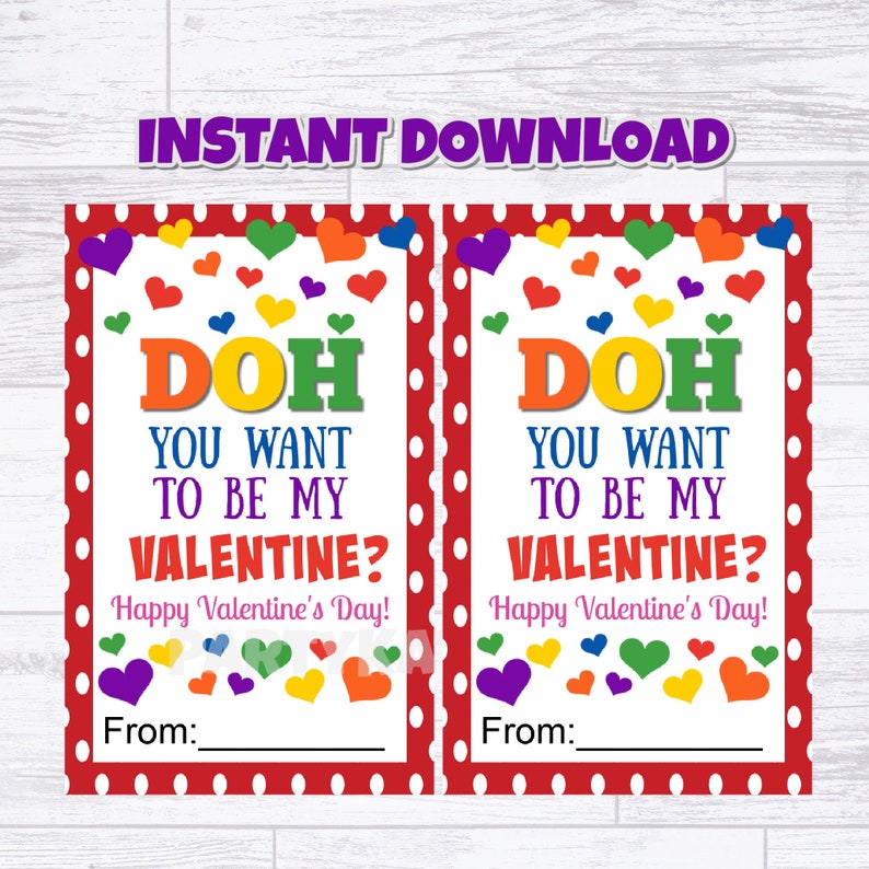 Doh You Want to Be My Valentine Printable Tag Play Dough - Etsy