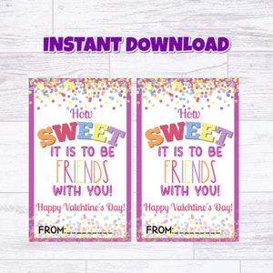 How Sweet It is to Be Friends - Printable Valentine Tag - Instant ...