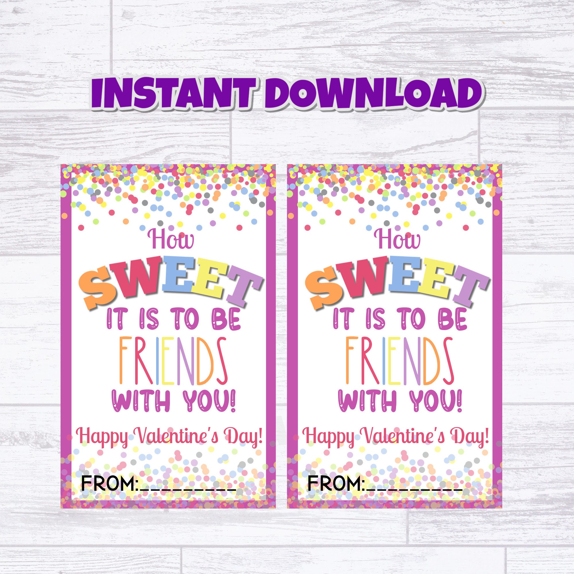 How Sweet It is to Be Friends Printable Valentine Tag Instant Download ...
