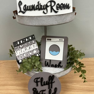 Laundry Tiered Tray Signs - Laundry Room Tiered Tray - Farmhouse ...
