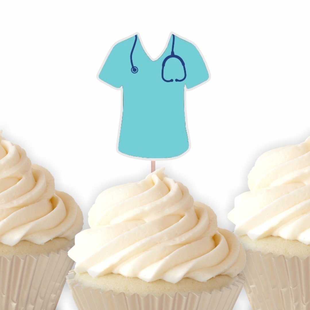 Scrubs Cupcake Toppers - Doctor Cupcakes, Doctor Graduation, Nurses ...