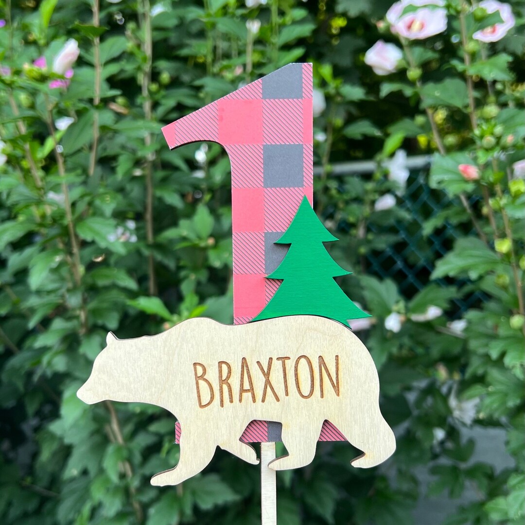 Woodland First Birthday Cake Topper - Lumberjack First Birthday Party ...