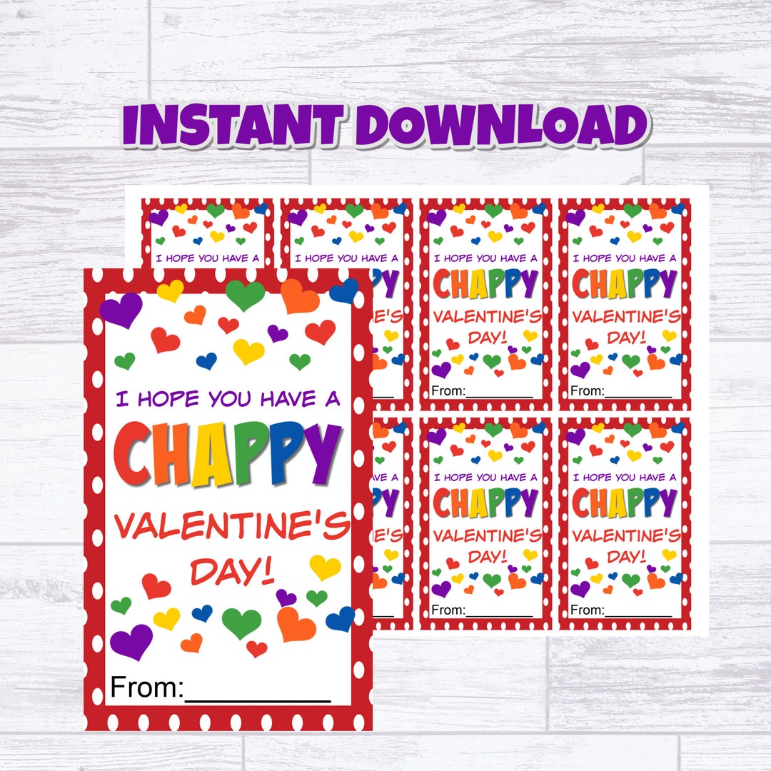 Chapstick Kids Valentine Printable, Chappy Valentine's Day, Lip Gloss ...