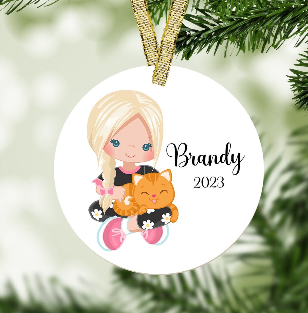 Girl With Cat Christmas Ornament - Cat Lover Ornament, Cat Lady ...