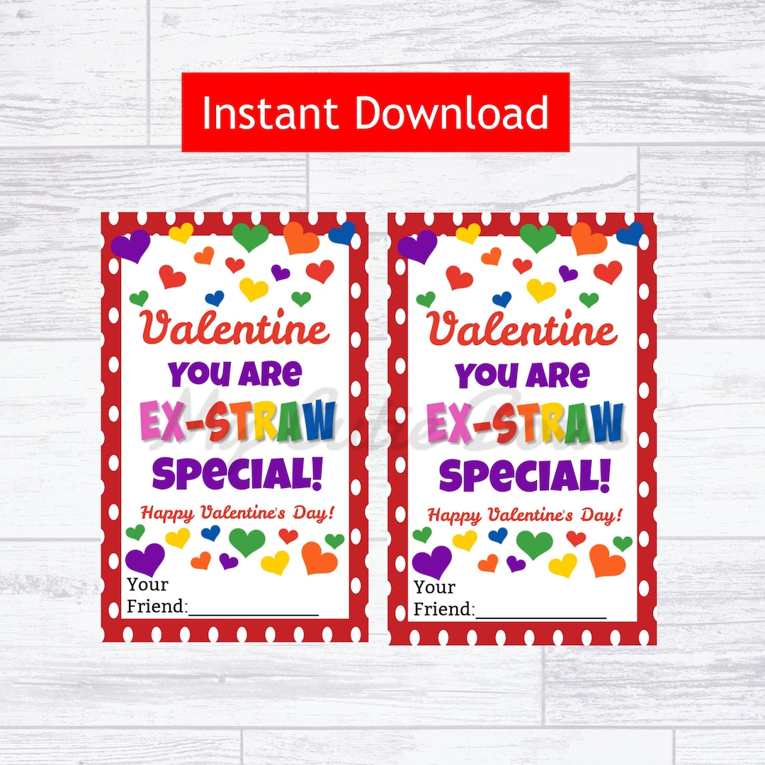 Ex-straw Special Valentine's Day Printable Tag - Crazy Straw Instant ...