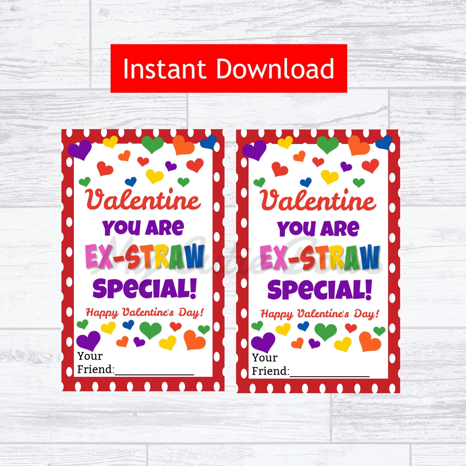 Ex-straw Special Valentine's Day Printable Tag Crazy | Etsy