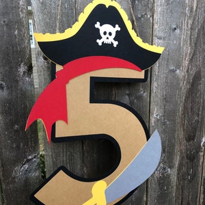Pirate Party Sign - Pirate Theme Birthday Party Door Hanger - Child Age ...