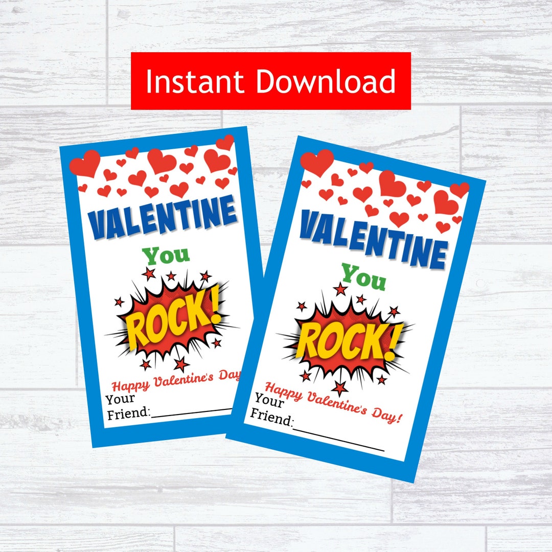 Valentine You Rock Printable Tag - Pop Candy Instant Download - Kids ...