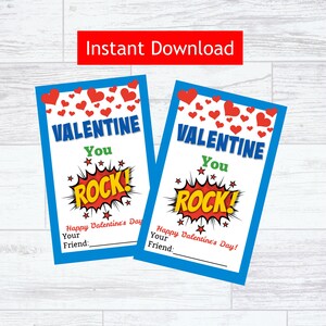 Valentine You Rock Printable Tag - Pop Candy Instant Download - Kids ...