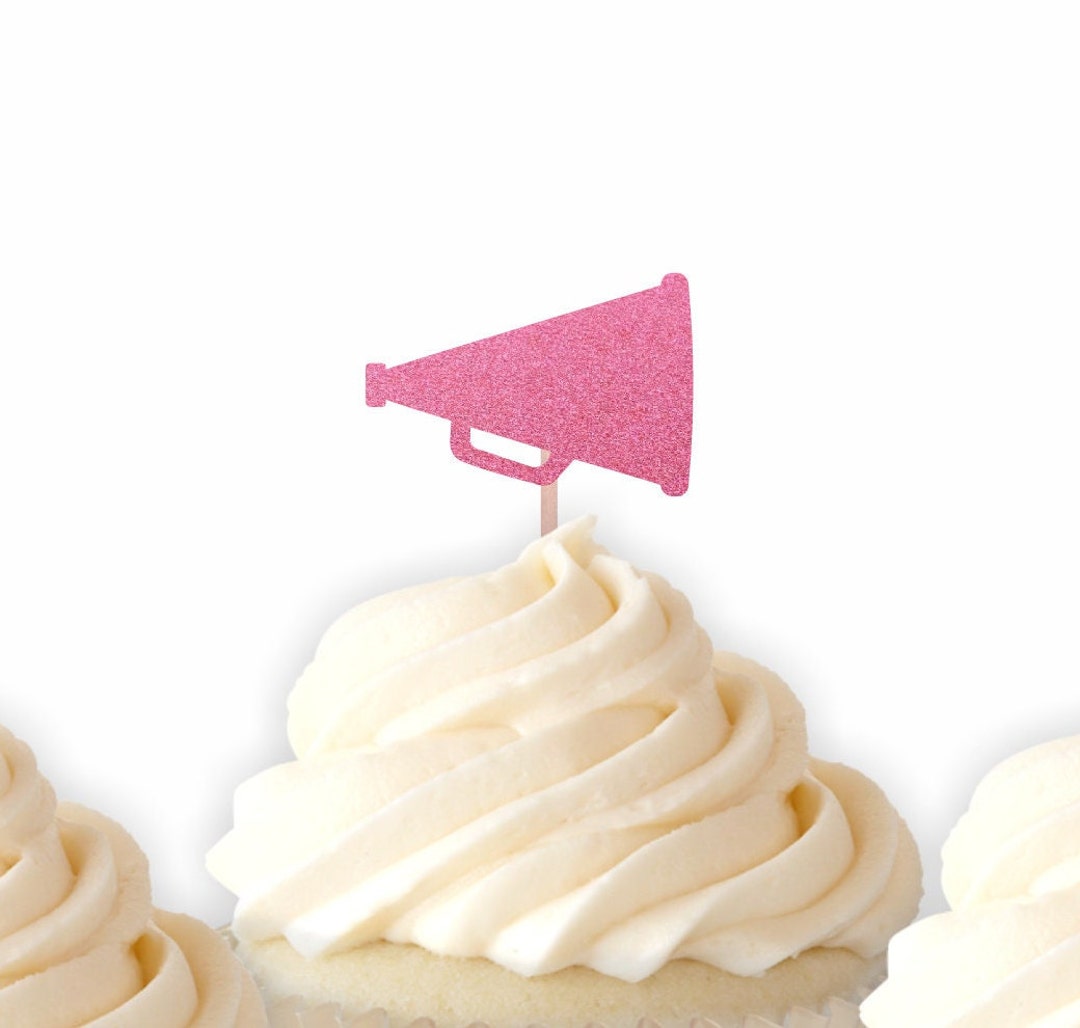 Megaphone Cupcake Toppers, Cheerleader Birthday Decor, Cheerleading ...