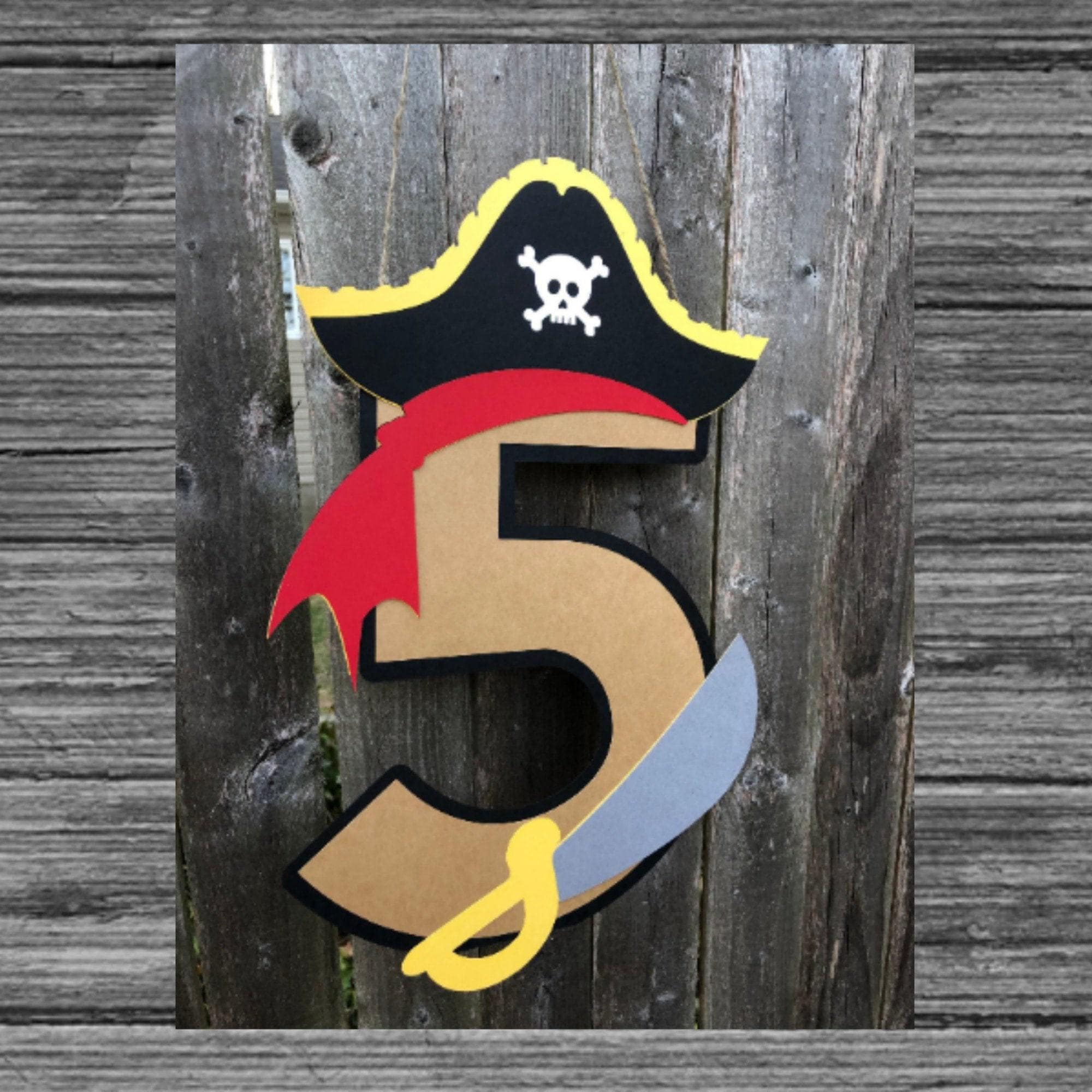Pirate Party Sign - Pirate Theme Birthday Party Door Hanger - Child Age ...