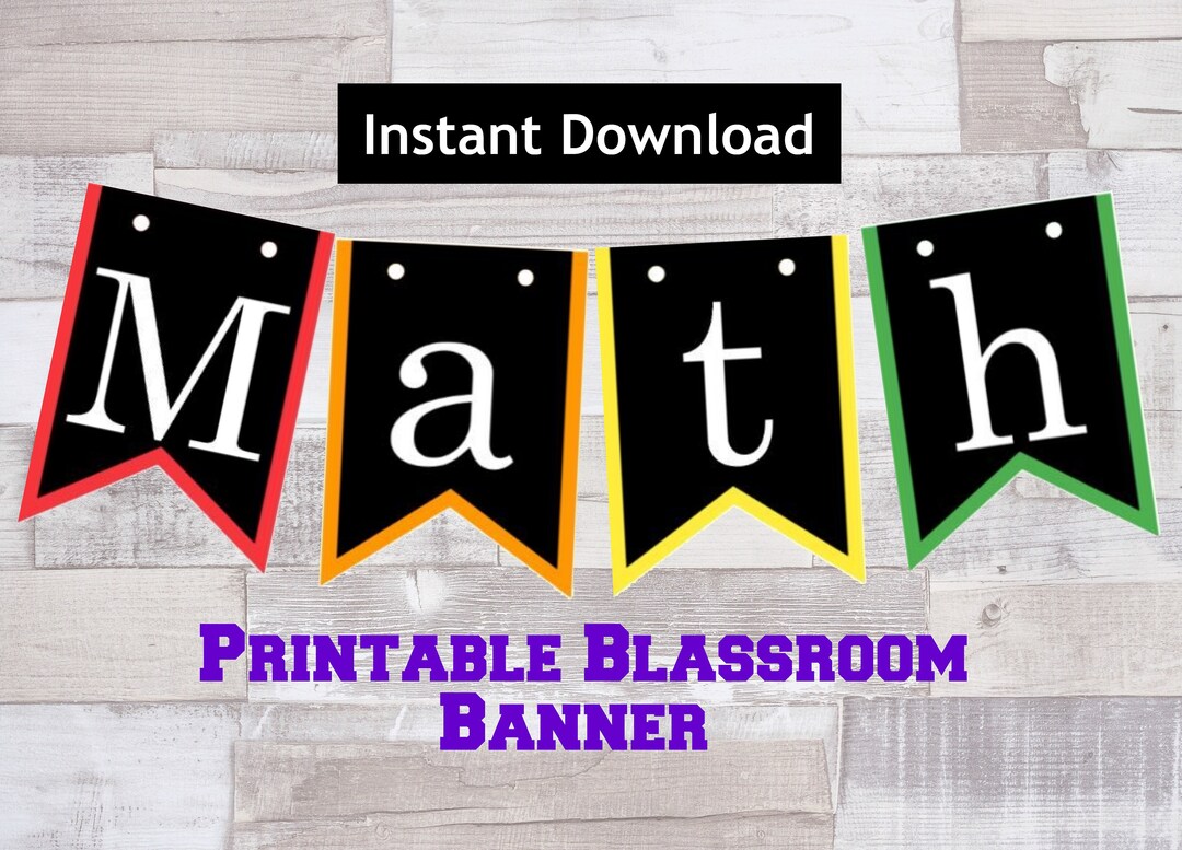 PRINTABLE Math Classroom Banner - Instant Digital Download -teacher ...