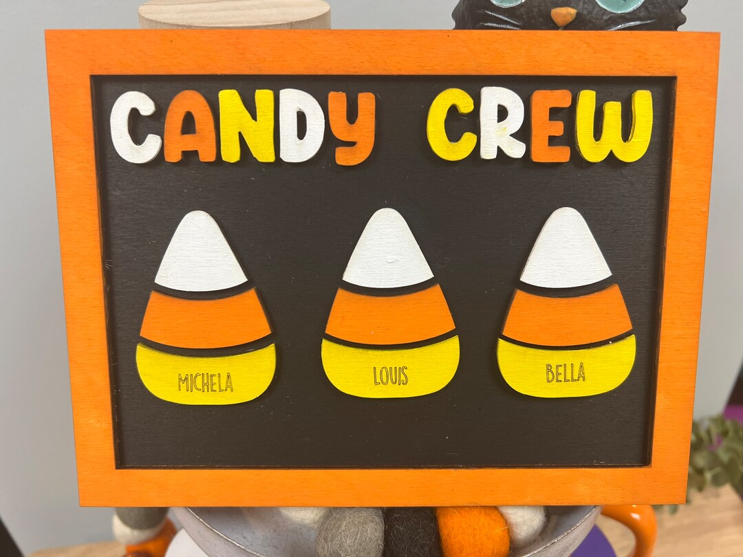 Candy Crew Family Halloween Sign - Candy Corn, Halloween Decor ...