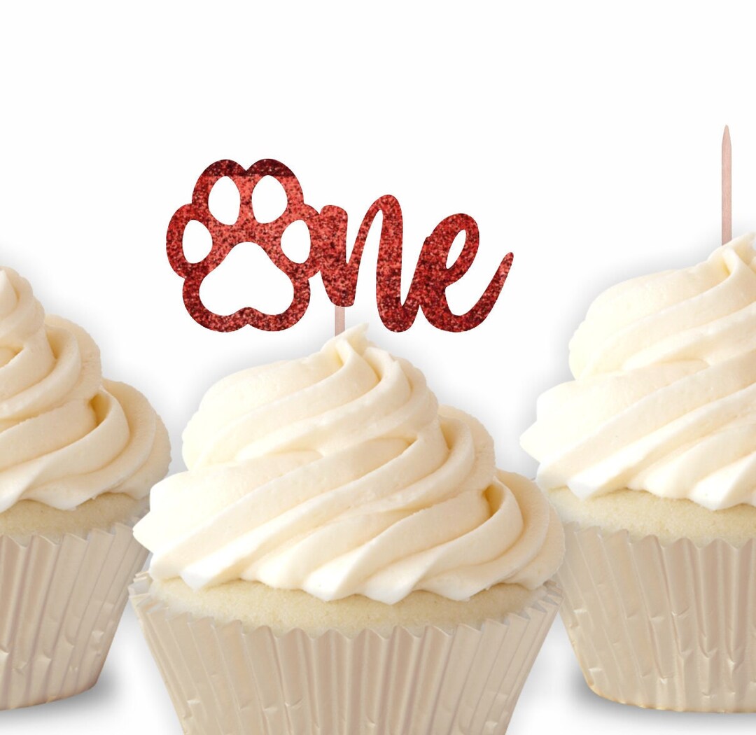 Paw One Cupcake, Dog 1st Birthday Cake Topper, Puppy Themed First ...