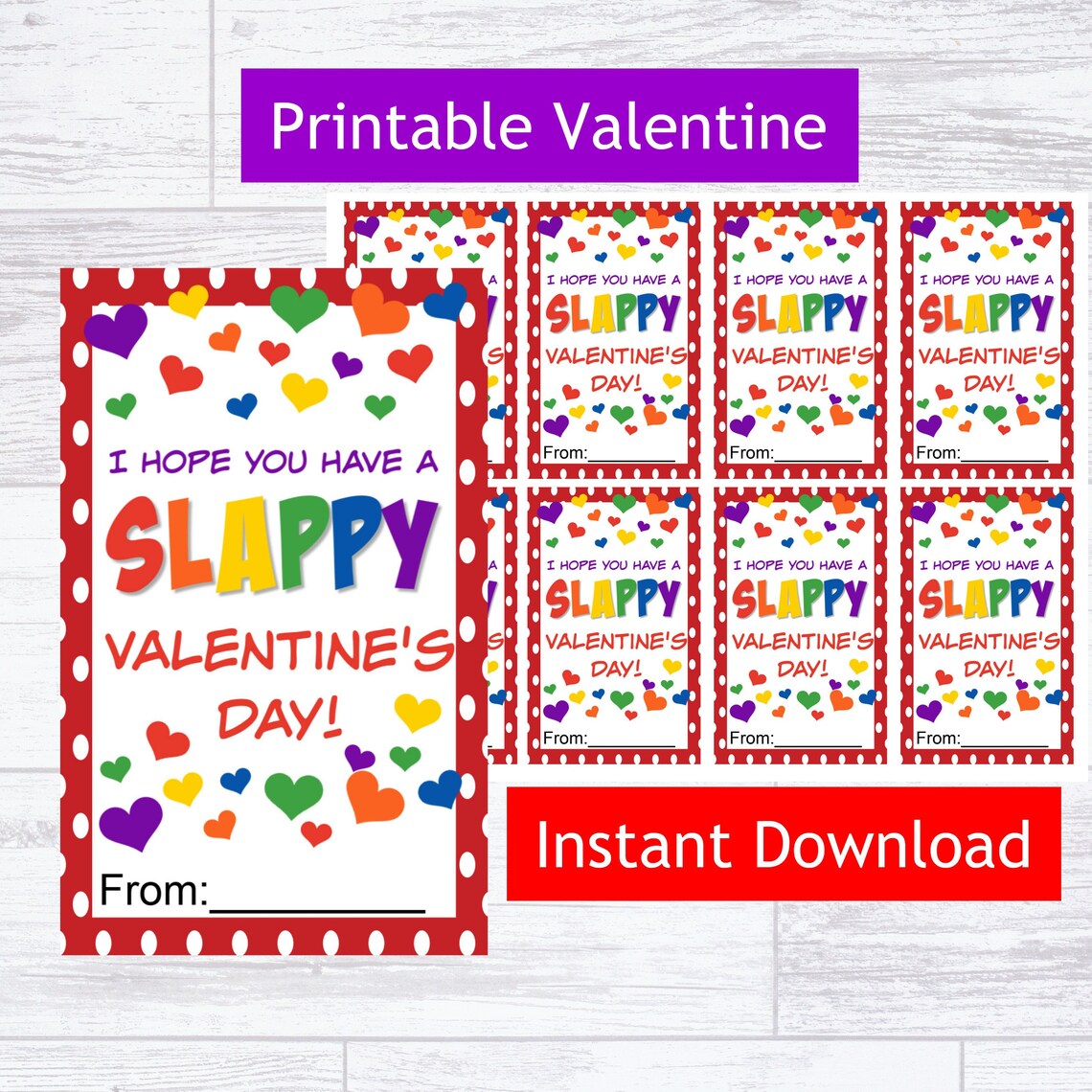 Slap Bracelet Printable Valentine Tag Instant Download | Etsy