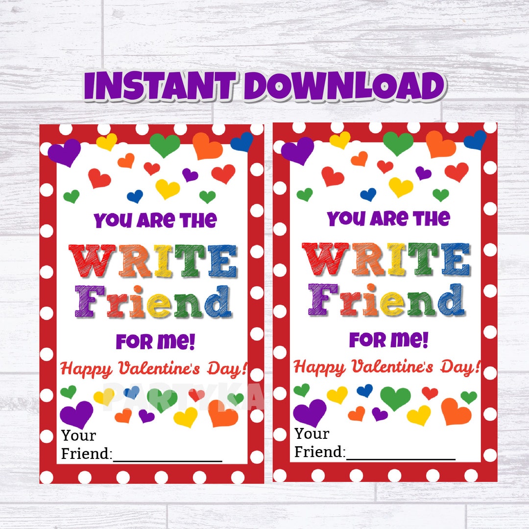 Pencil Printable Valentines Day Tags - Write Friend for Me Preschool ...