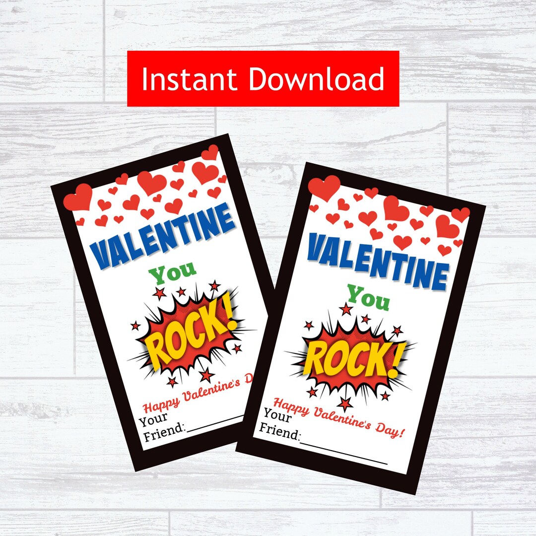 Valentine You Rock Printable Tag - Pop Candy Instant Download, Kids ...