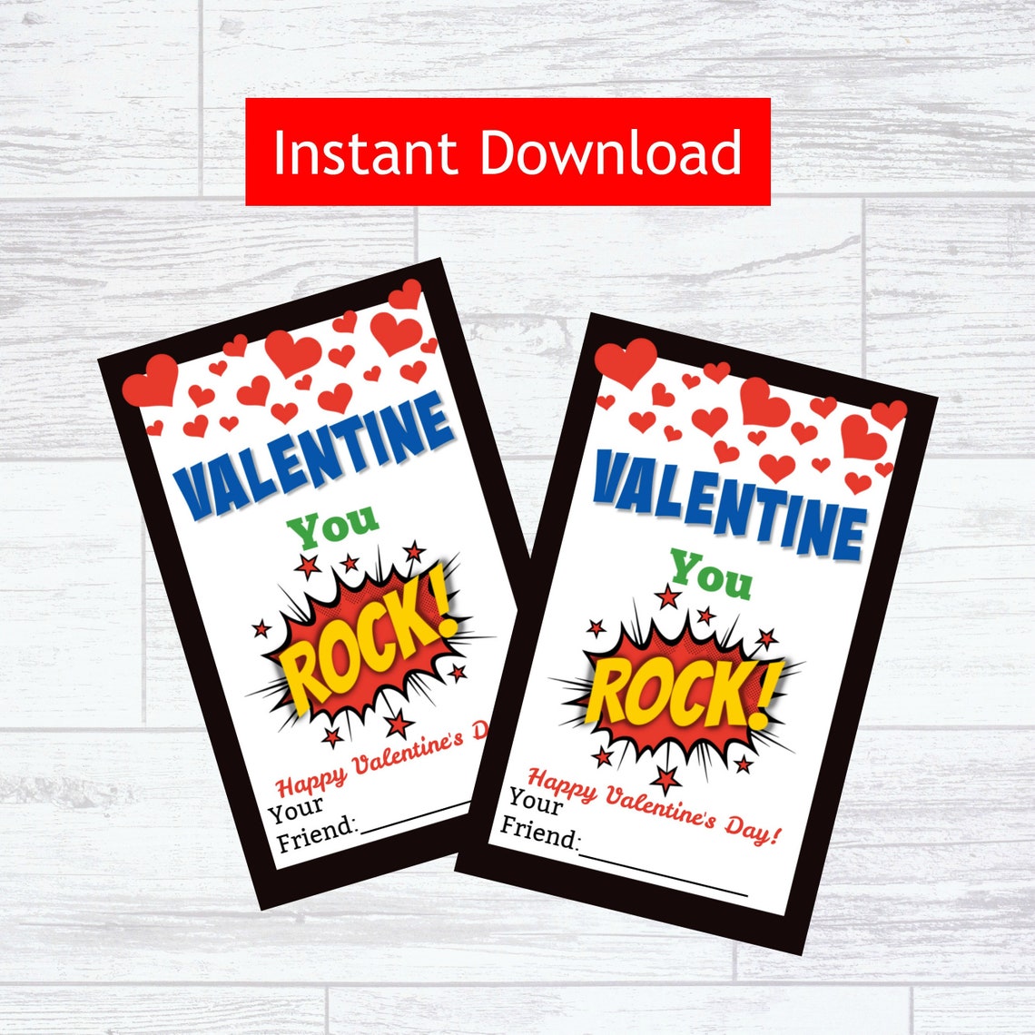 Valentine You Rock Printable Tag Pop Candy Instant Download - Etsy