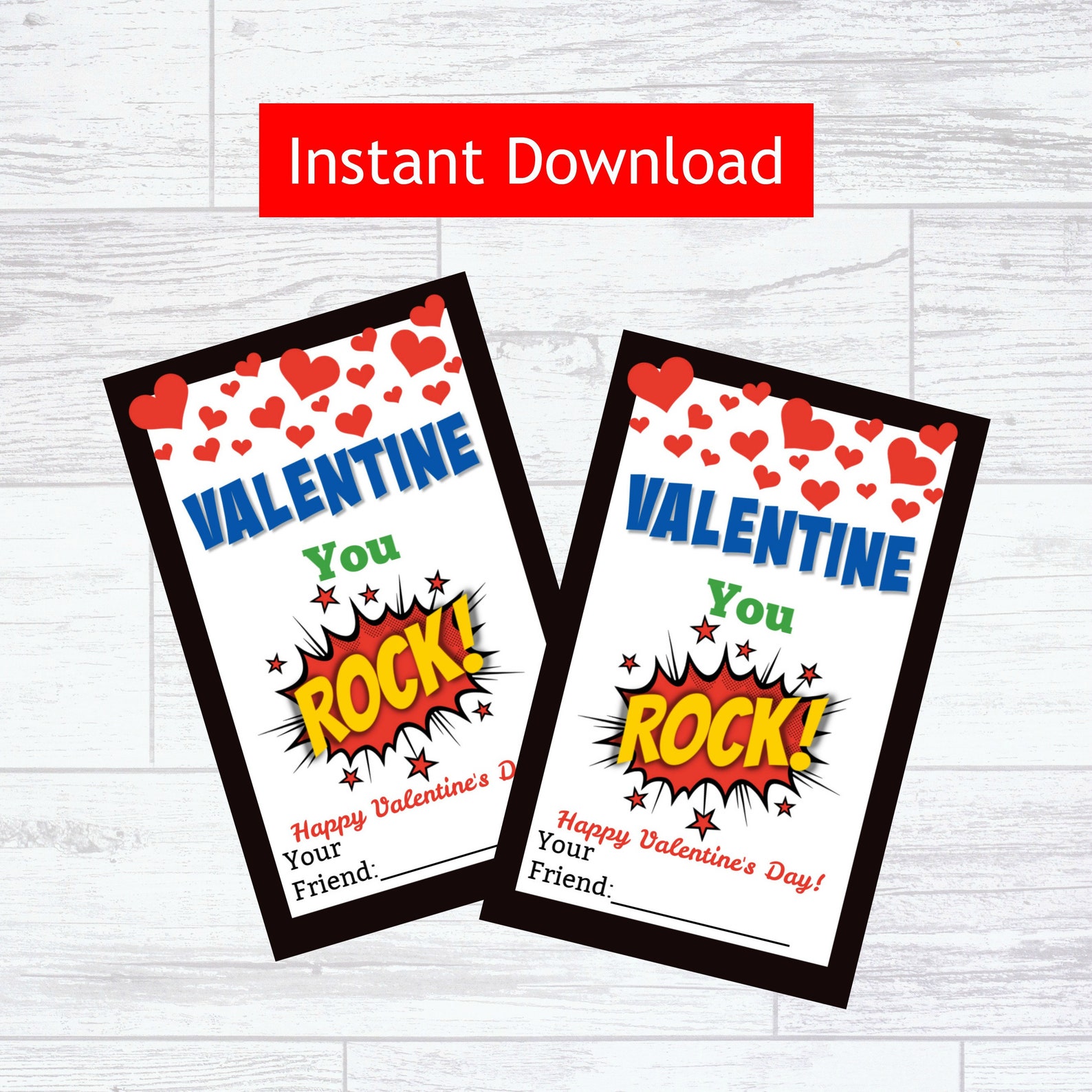 Valentine You Rock Printable Tag Pop Candy Instant Download - Etsy