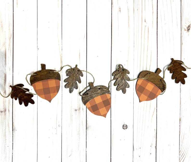 Fall Wood Garland - Acorn Garland - Thanksgiving Decoration, Autumn ...