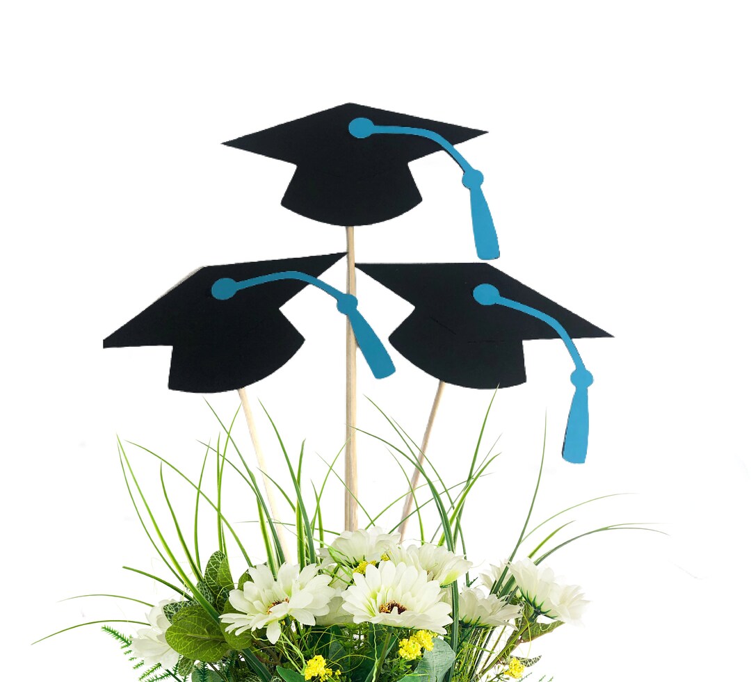 Graduation Cap Centerpiece Picks, Table Decorations, Class of 2025 ...