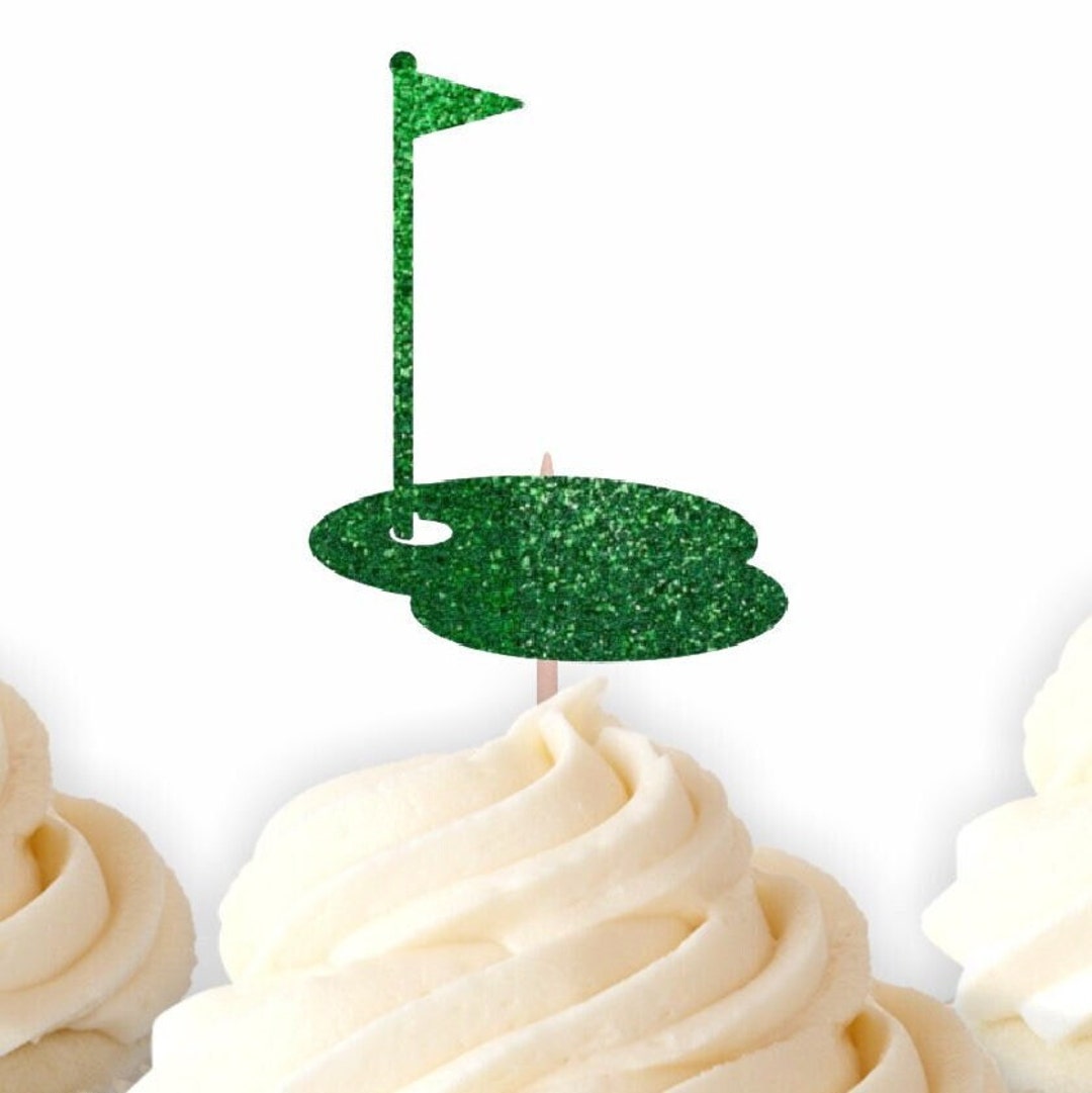 Golf Cupcake Toppers, Glitter Topper, Golf Food Picks, Golf Party, Golf ...