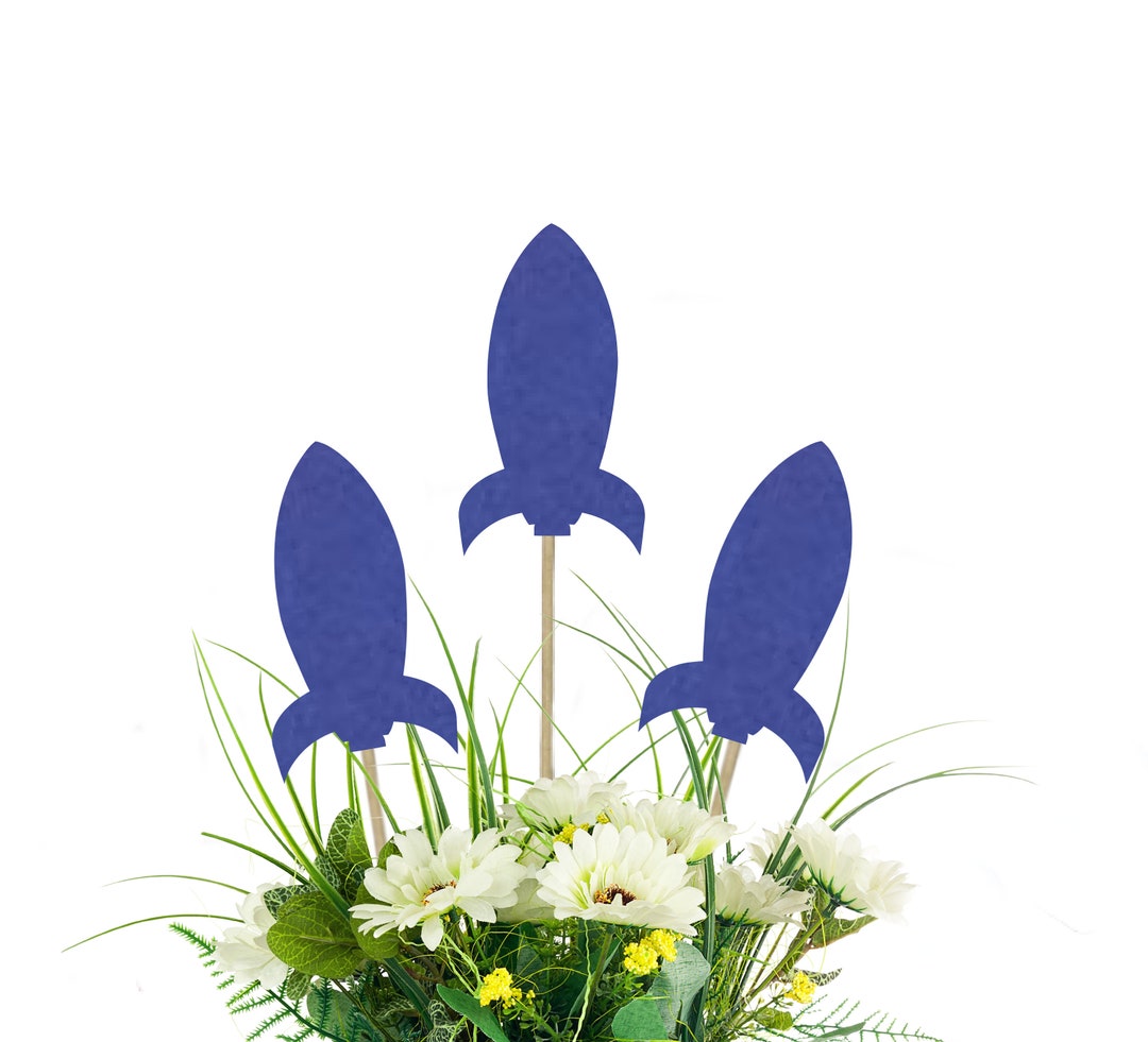 Rocket Ship Centerpiece Picks, Outer Space Party, Birthday Party, Space ...