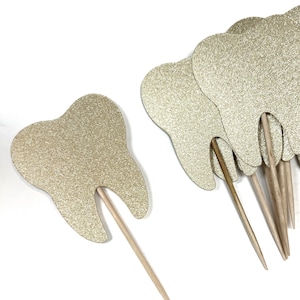 Tooth Cupcake Toppers - Glitter Topper, Dentist Graduation Party ...