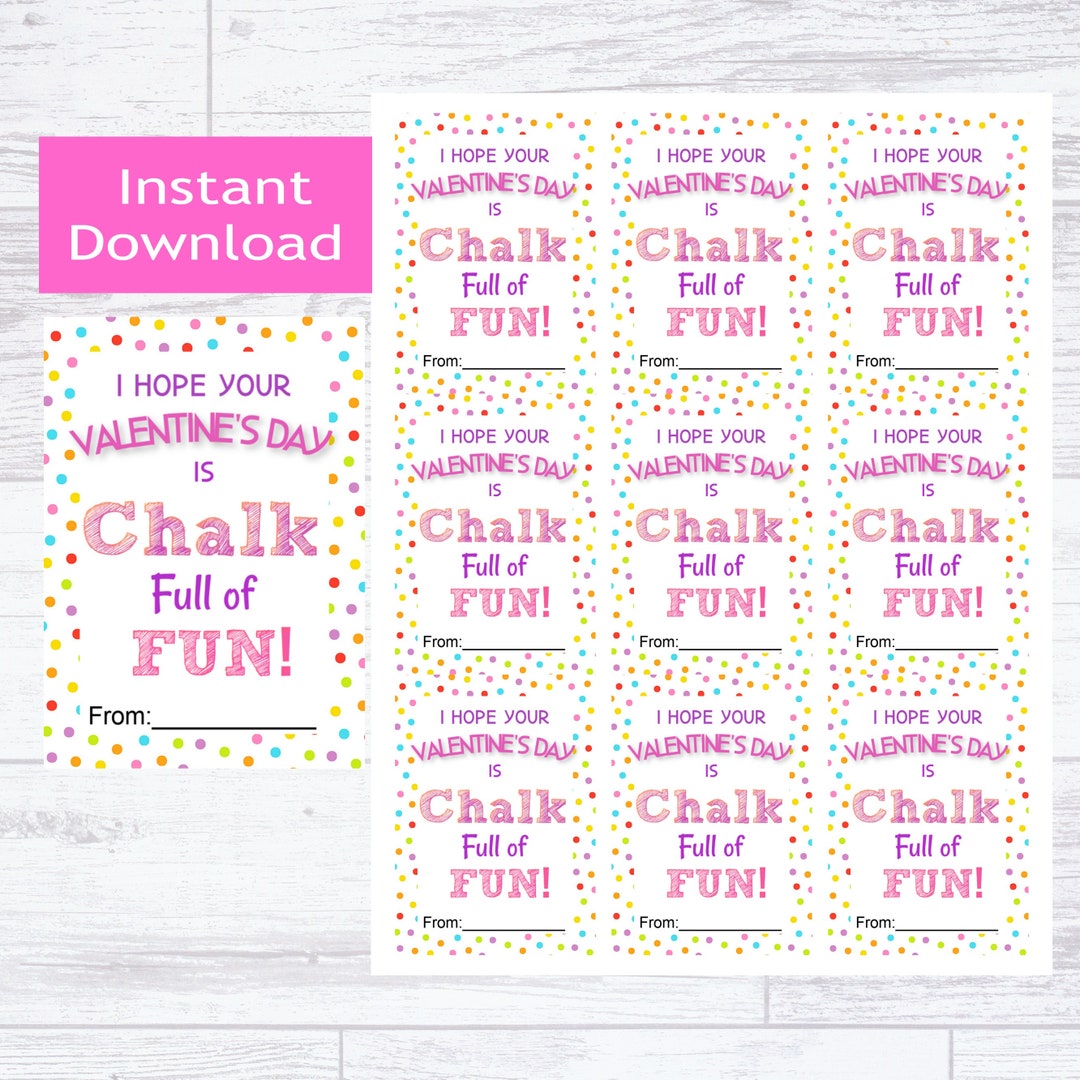 Chalk Full of Fun Valentine's Day Printable Tag -instant Download ...