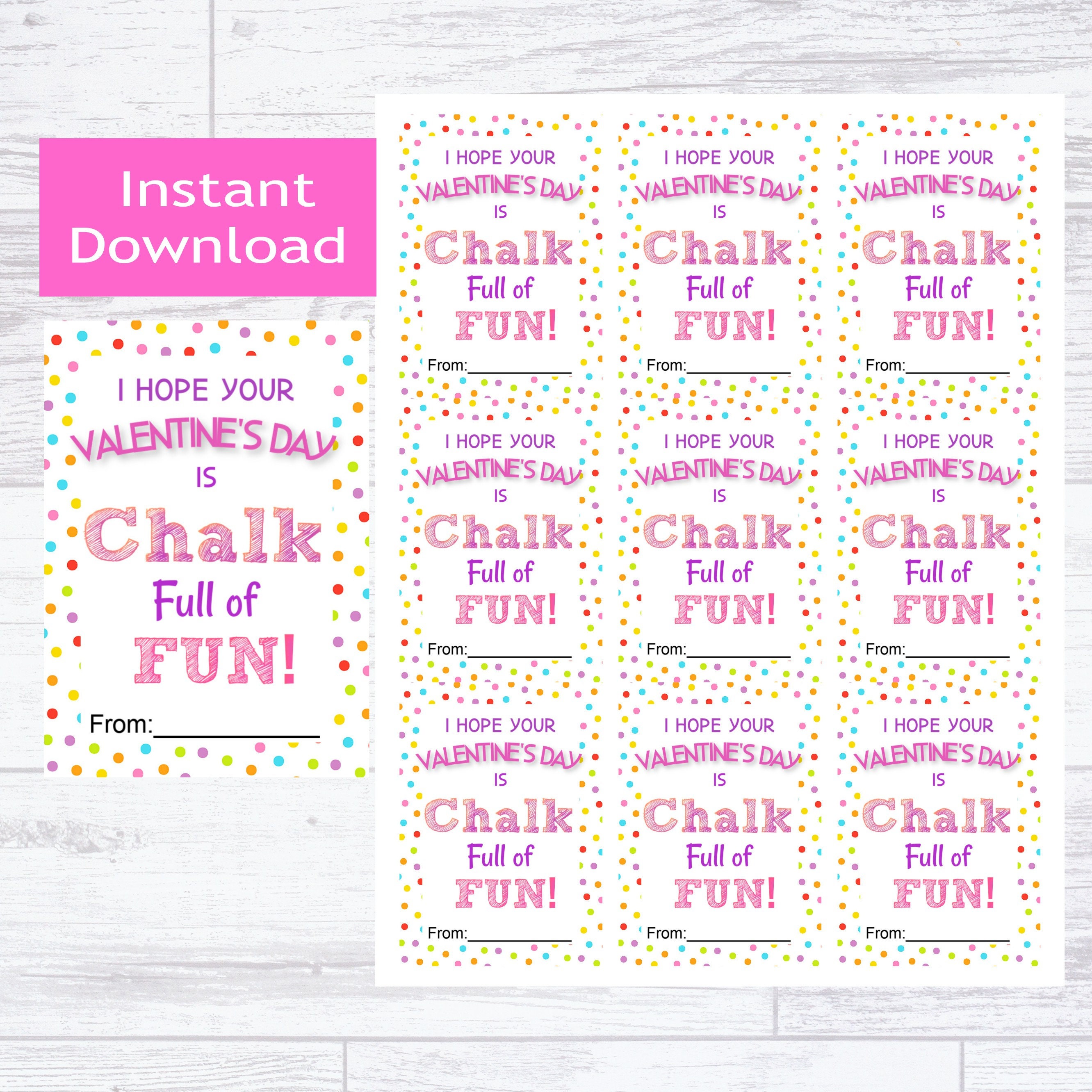 Chalk Full of Fun Valentine's Day Printable Tag Instant | Etsy