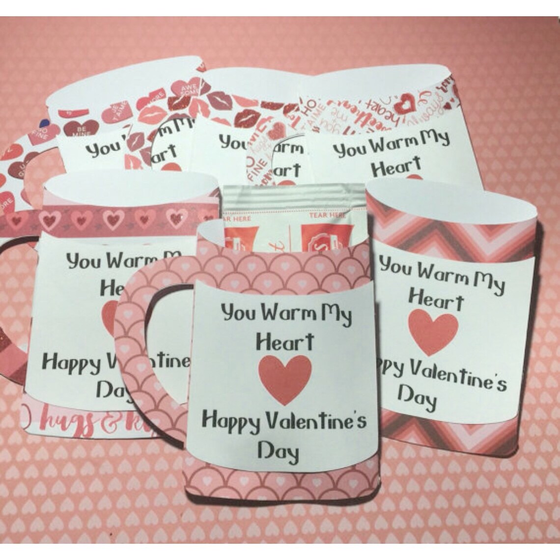 Valentine's Day Hot Cocoa Mug Pocket Card Party Favor - Etsy
