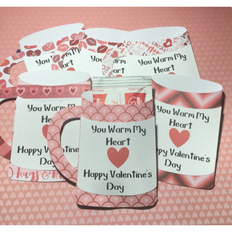 Valentine's Day Hot Cocoa Mug Pocket Card Party Favor - Etsy UK