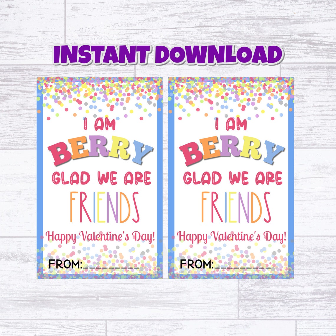 Valentine I Am Berry Glad We're Friends Printable Tag - Etsy
